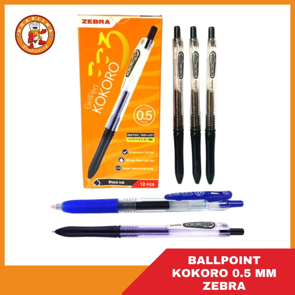 Jual BALLPOINT / BOLPEN / PULPEN KOKORO 0.5 ZEBRA ( 1 PACK ) | Shopee ...