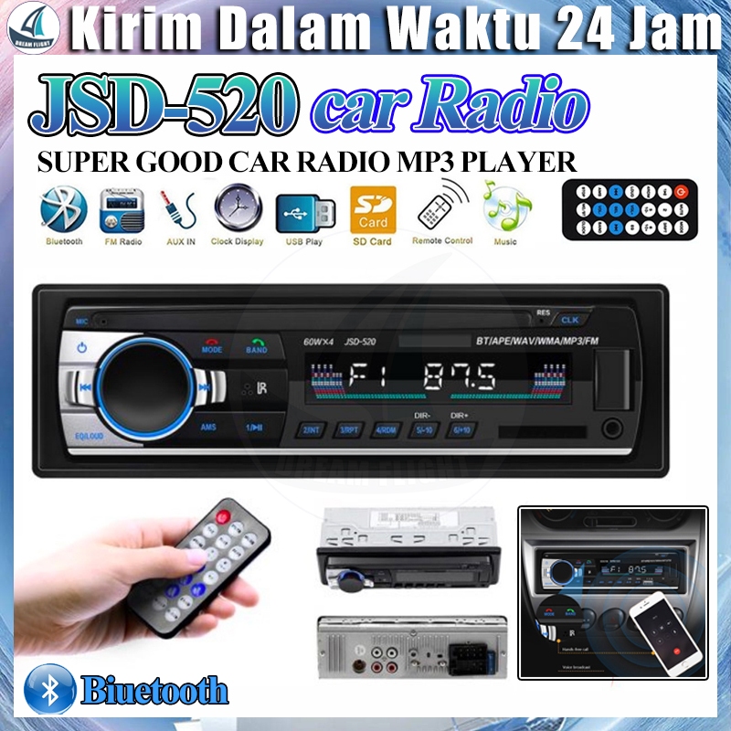 Jual 【siap】COD Tape Audio Radio Mobil Multifungsi Bluetooth USB MP3 FM Radio JSD-520Single Din ...
