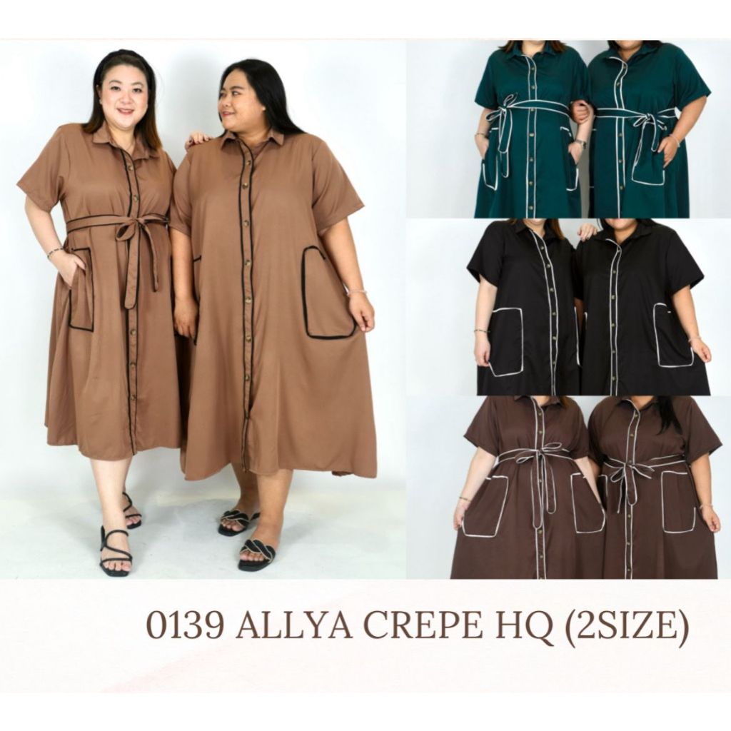 Jual 0139 CARISSA DRESS BIGSIZE MATERIAL ALLYA CREPE HQ MIDIDRESS 2 ...