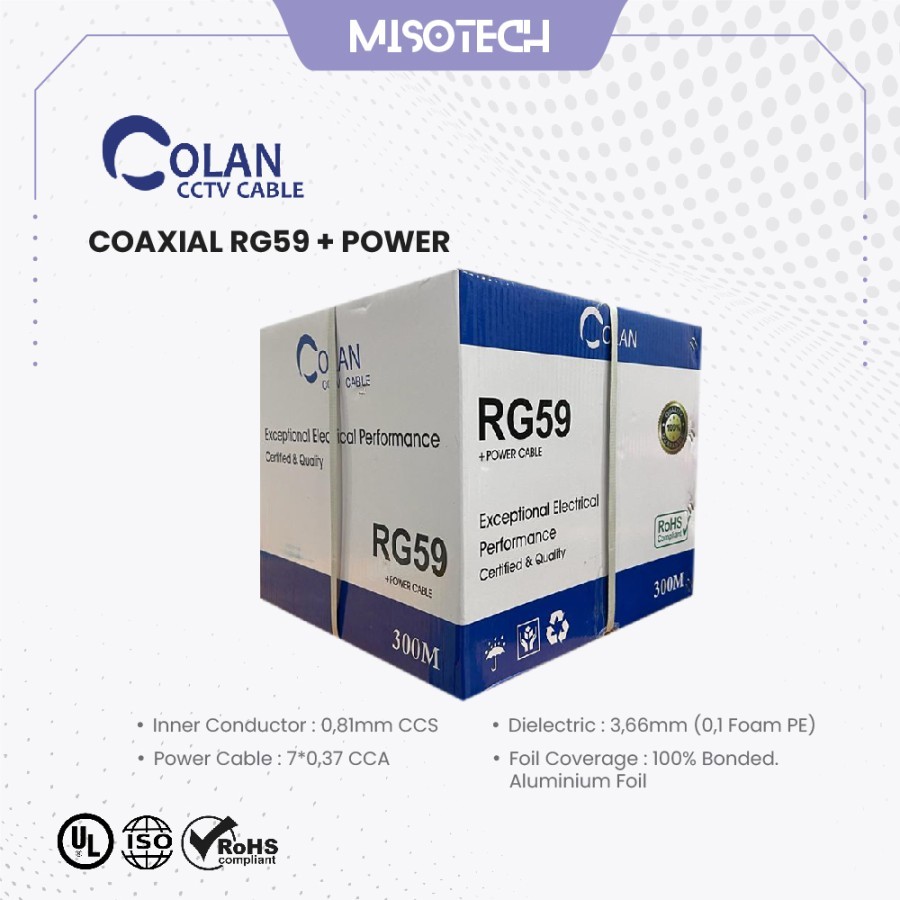 Jual KABEL COAXIAL CCTV RG59 + DC POWER COLAN CABLE HIGH QUALITY - 300M - Putih | Shopee Indonesia