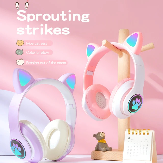 Jual Headphone Bluetooth MZ-023 LED Telinga Kucing Headset Bando ...