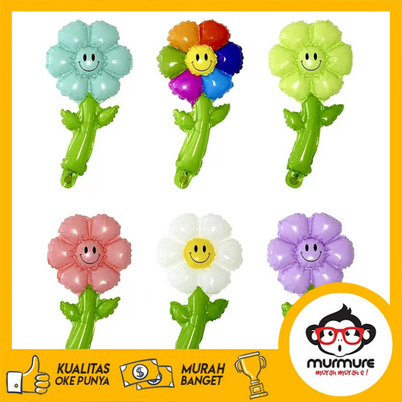 Jual MURMURE I BALON TANGKAI BUNGA DAISY MINI DAUN HIJAU DAISY MEMEGANG ...