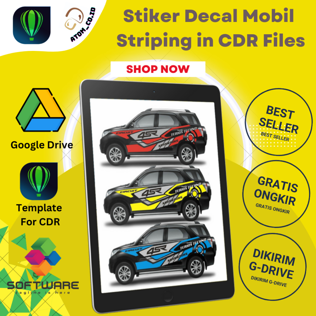 Jual 400+ Stiker Decal Mobil Cuting Striping Include Desain CorelDraw ...