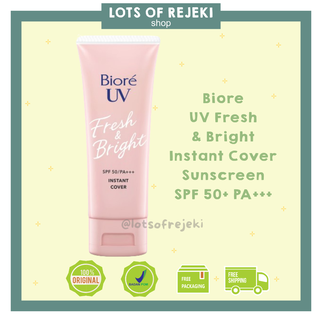 Jual Biore UV Fresh & Bright Instant Cover Sunscreen SPF 50+ PA ...