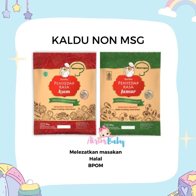 Jual MOTOVEGAN 50GR KALDU JAMUR NON MSG KALDU AYAM NON MSG KALDU MPASI ...