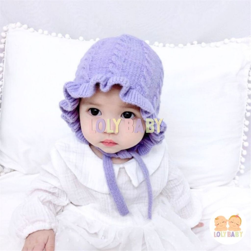 Jual Topi Kupluk Bayi Bonet Bonnet Ruffle hat baby girl perempuan Rajut ...
