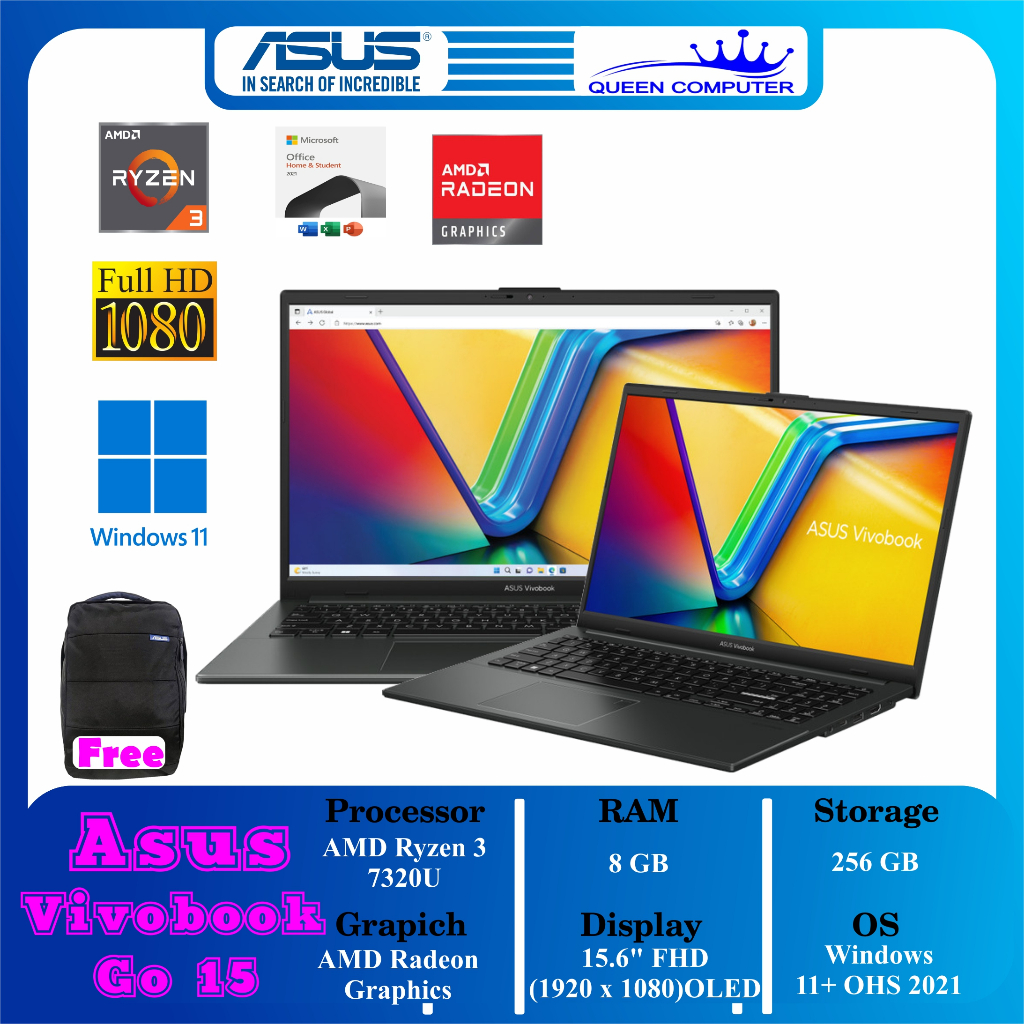 Jual Asus Vivobook Go E1504FA OLED Ryzen 3 7320U 8GB 256GB W11 + OHS ...