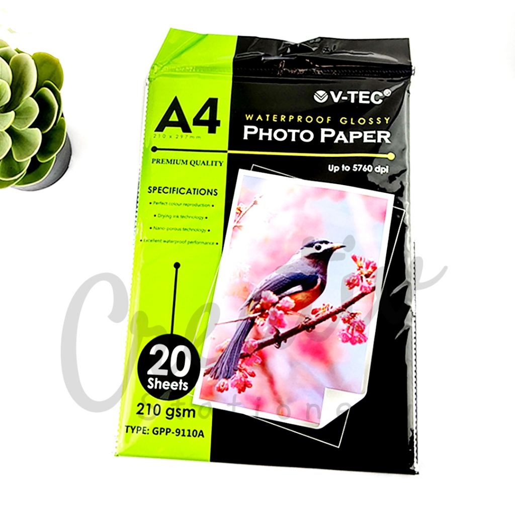 Jual V-Tec Glossy Photo Paper A4 F4 120 185 210 230 GSM GPP-9109 GPP-9110A | Shopee Indonesia