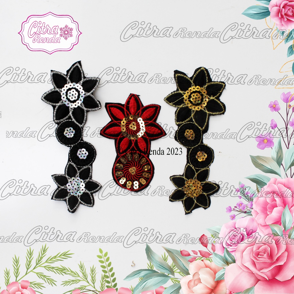 Jual (Per Pcs) AP420 Aplikasi Bordir Cantik / Patch Bordir Bunga Cantik ...