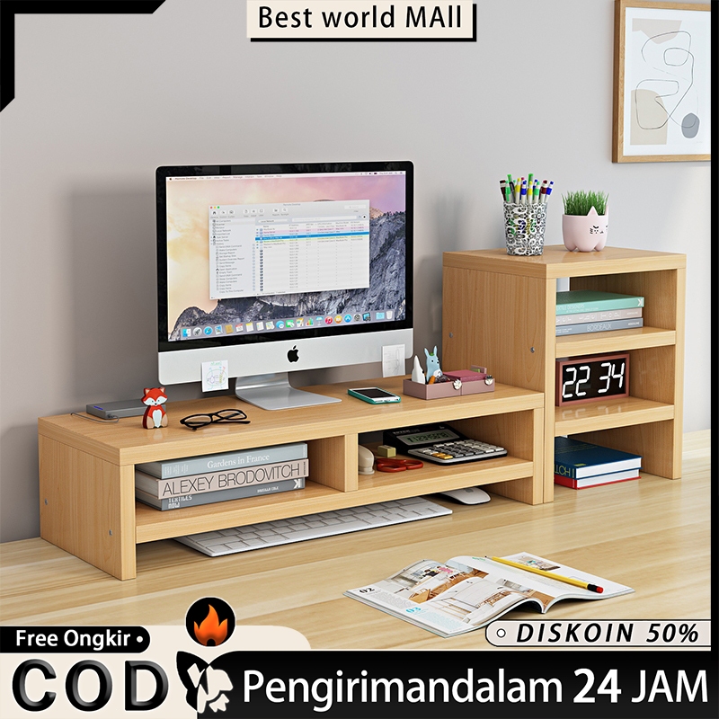 Jual Stand Monitor Rak Monitor Dudukan Komputer Kayu Rak Monitor ...