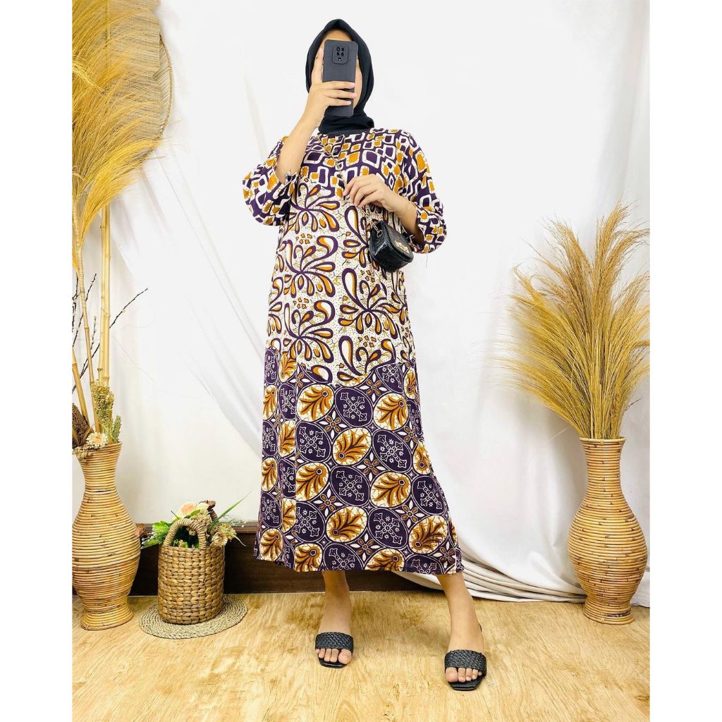 Jual Daster Batik Lengan Panjang Baju Daster Lengan Panjang Longdress ...