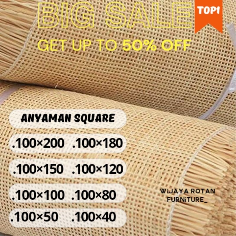 Jual TERMURAH!! ANYAMAN ROTAN SQUARE/ANYAMAN ROTAN KOTAK 1M/LEMBARAN ...