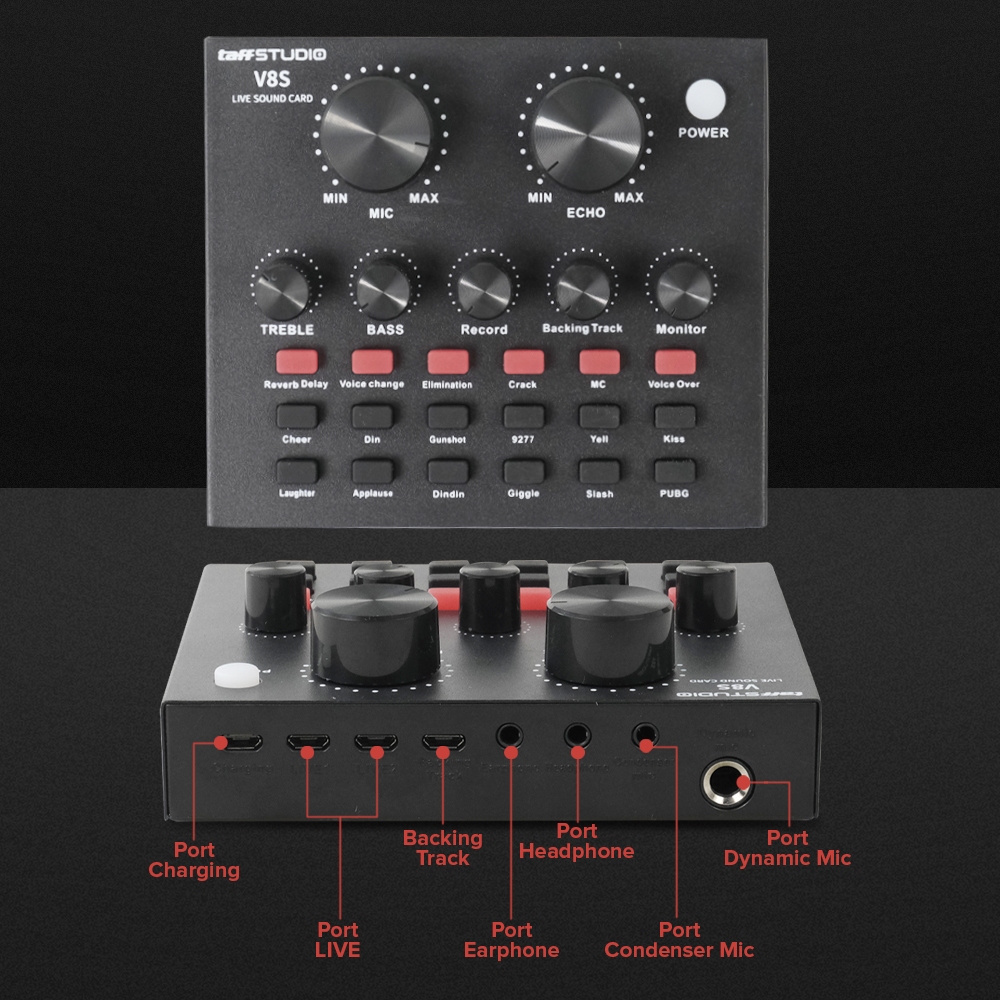 Jual SOUNDCARD V8 TAFFWARE TAFFSTUDIO AUDIO MIXER Live Streaming V8 ...