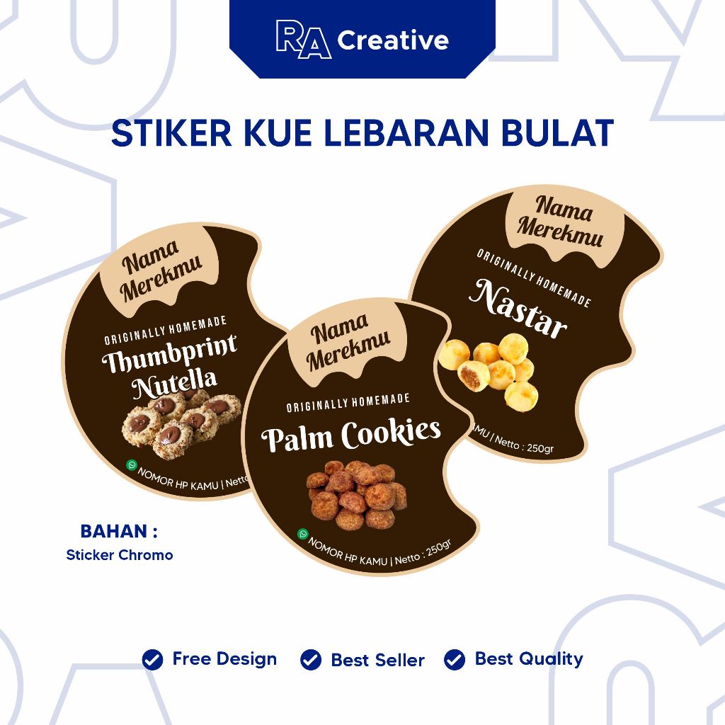 Jual Sticker Label Kue Kering dan Parcel Idul Fitri Bulat Custom ...