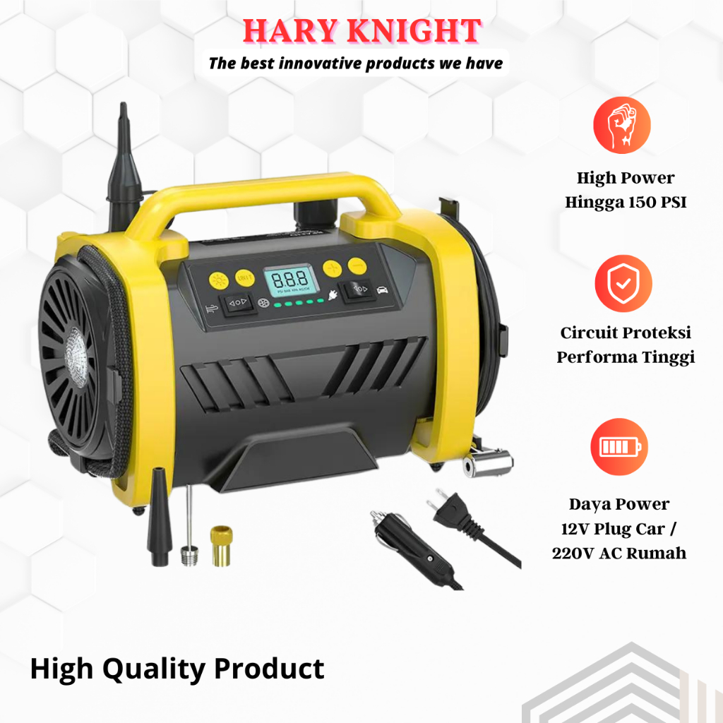 Jual Pompa Ban Elektrik Inflator Portable AC 220V Rumah 12V Plug Car - Pompa Kompresor Elektrik ...