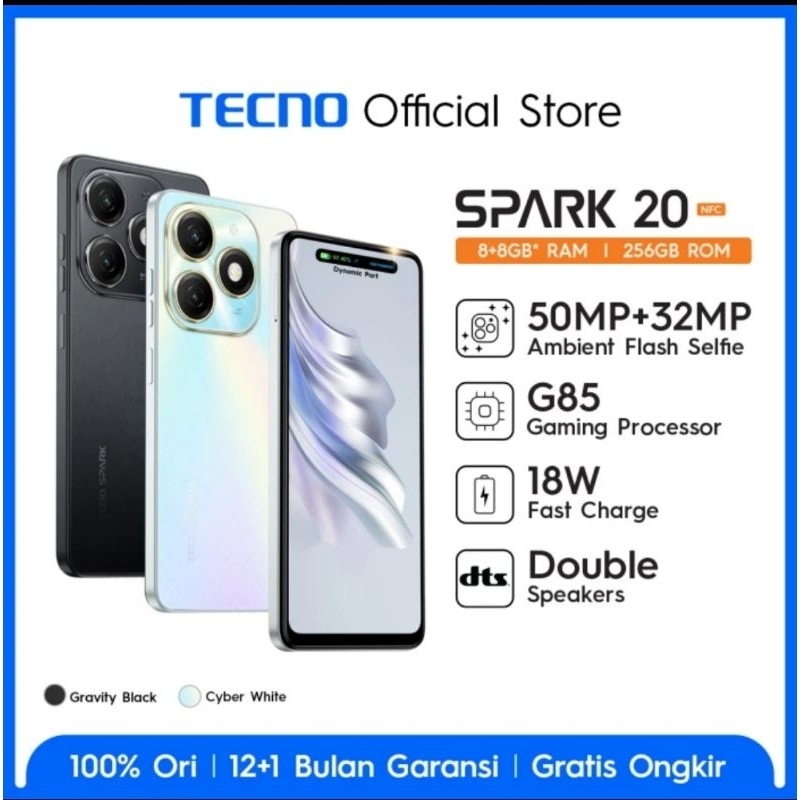 Jual Tecno Spark 20 NFC 8/256 8/128 Garansi Resmi | Shopee Indonesia