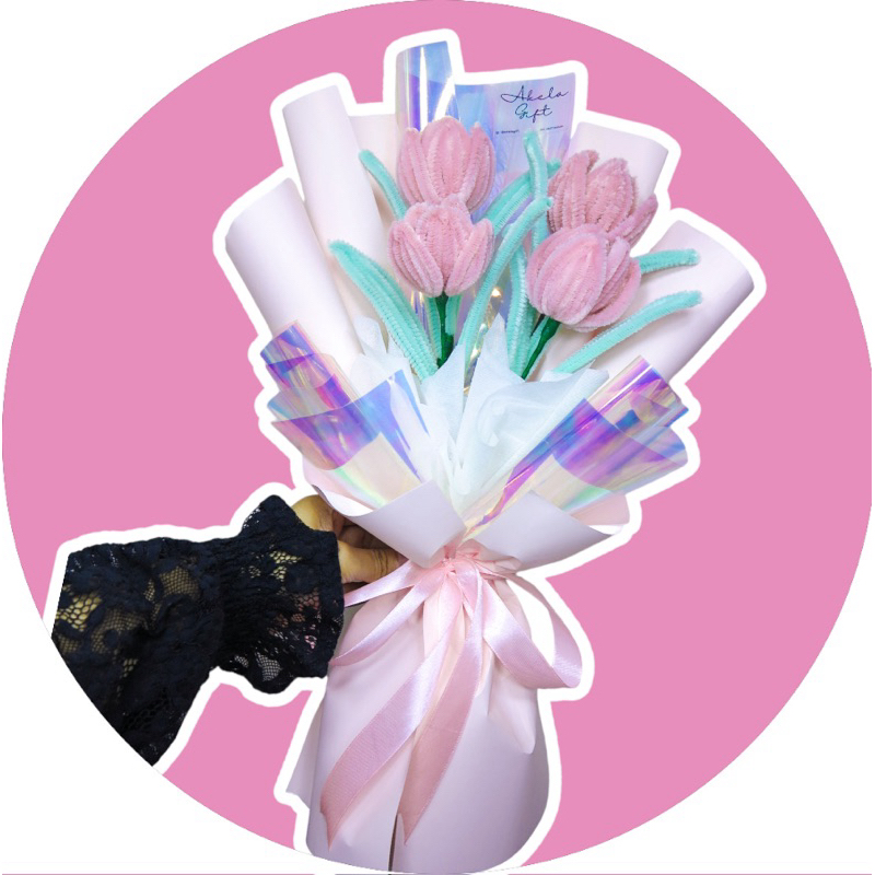 Jual Bouquet Tulip Meraposa Buket Kawat Bulu Mercy | Shopee Indonesia