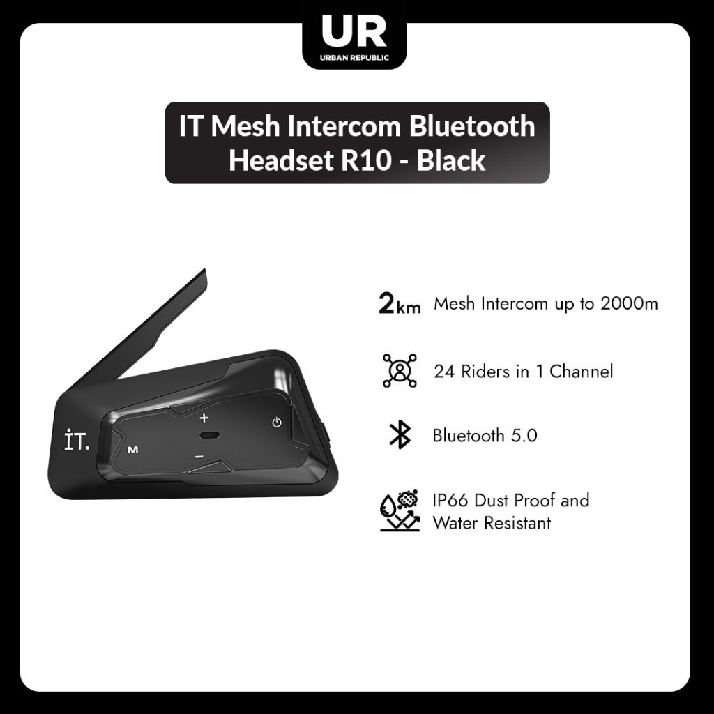 Jual IT Mesh Intercom Bluetooth Headset R10 - Black | Shopee Indonesia