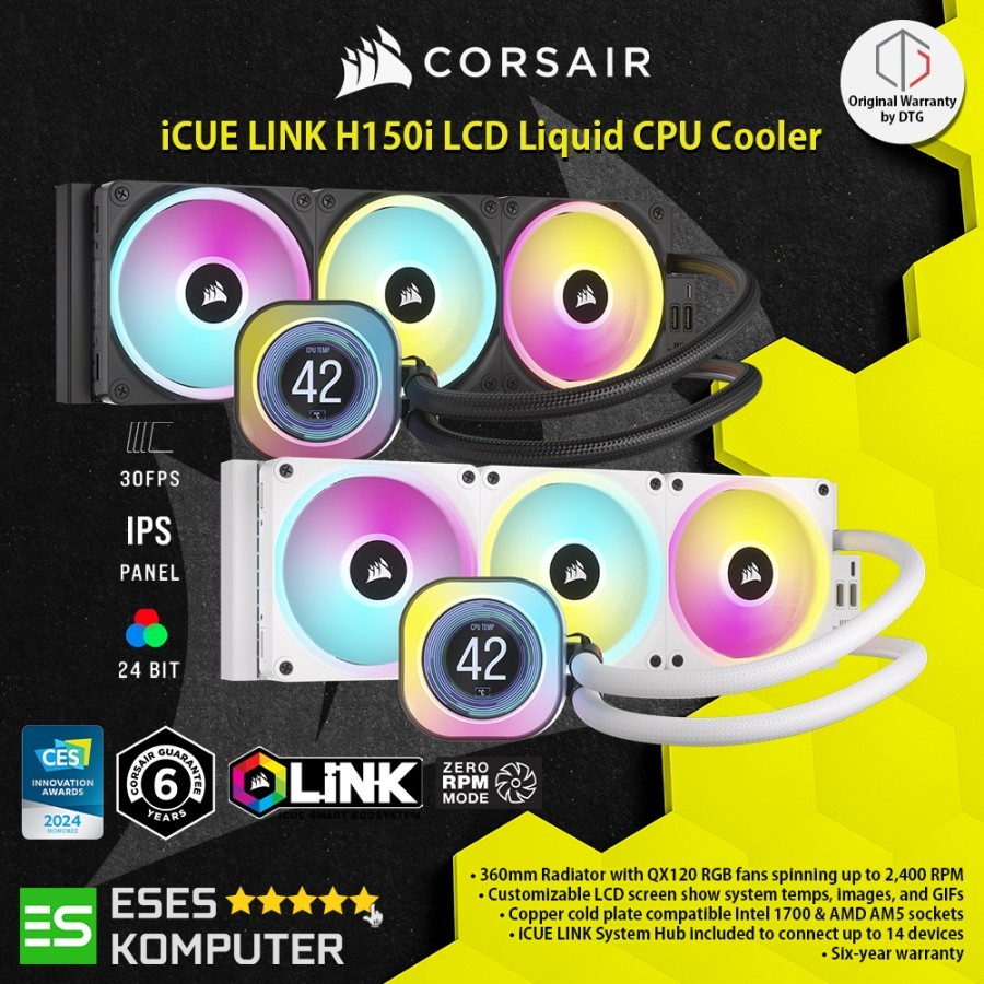 Jual Corsair iCUE LINK H150i LCD Liquid CPU Cooler AIO 360mm ARGB ...