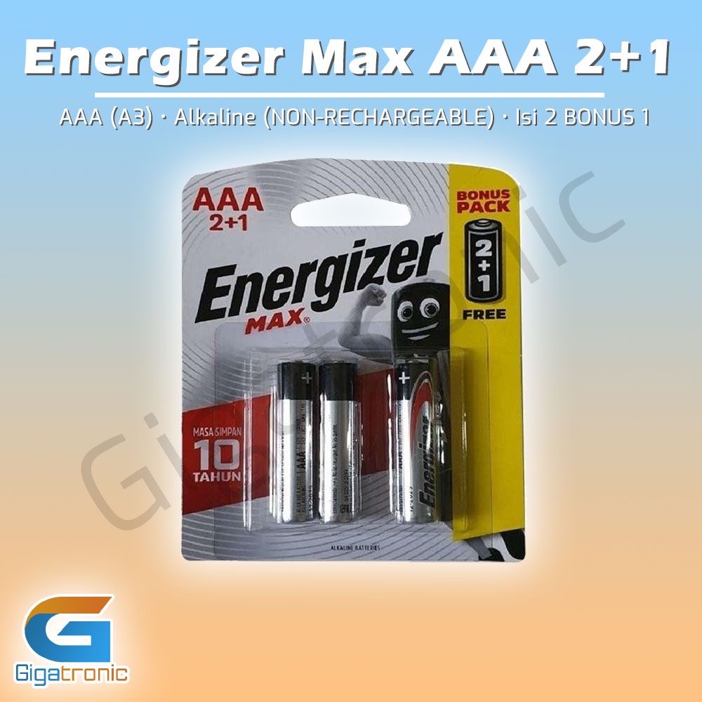 Jual Baterai Energizer Max Alkaline Size AAA (A3) isi 3 ( 2 + 1 ) | Shopee Indonesia