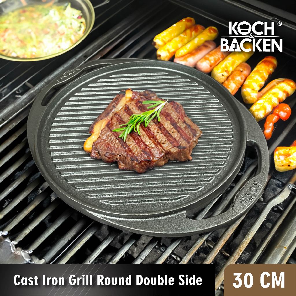 Jual KOCH&BACKEN Cast Iron Grill Round Double Side 30cm - Panggangan ...