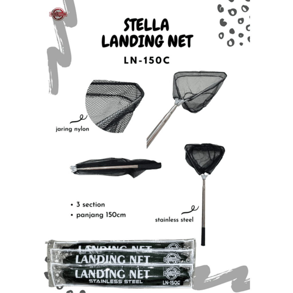 Jual Jaring Serok 1,5 Meter Merk Stella Bisa Dilipat Bahan Nylon ...
