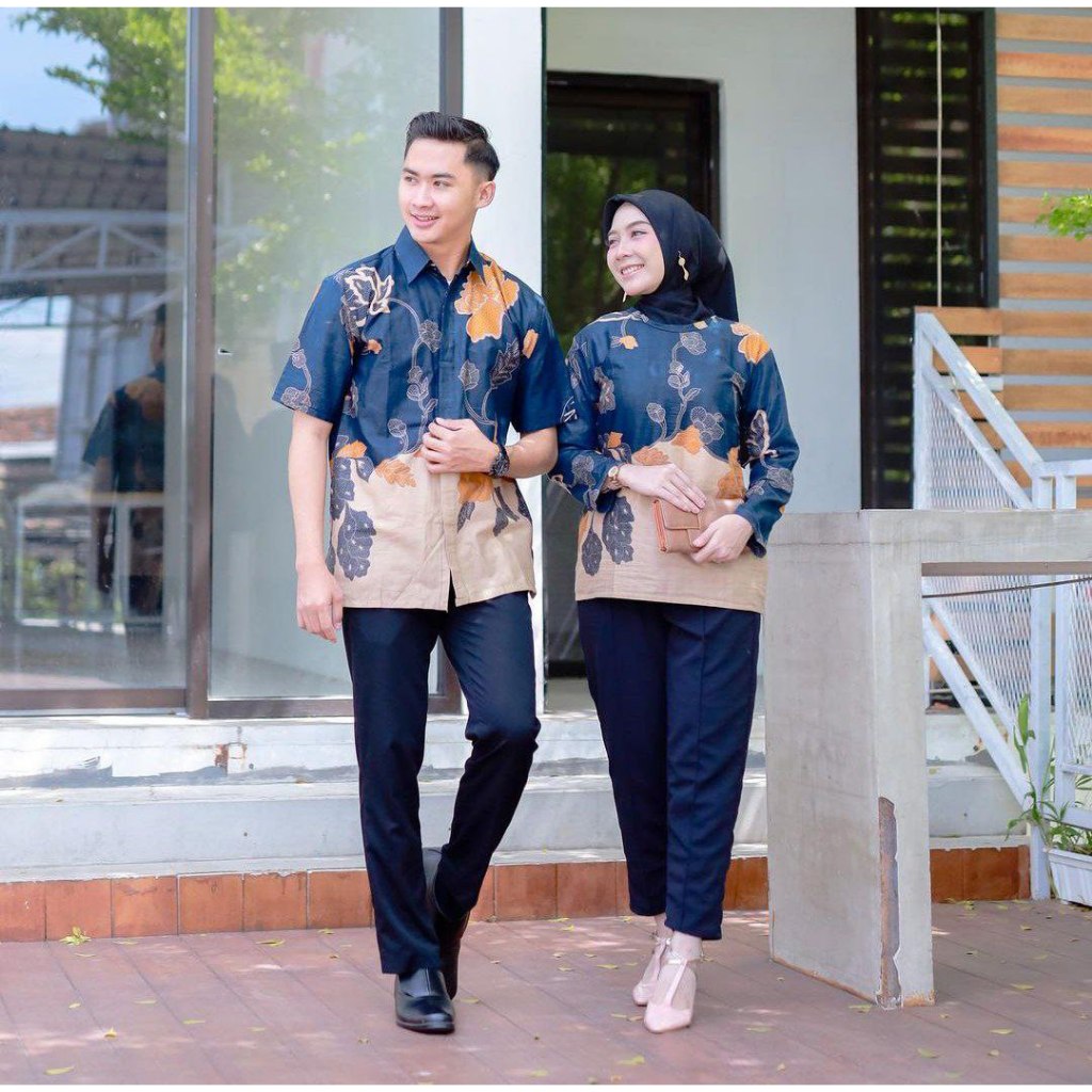 Jual Benang Raja Batik Couple Pria Wanita Katun Motif Bunga Rambat ...