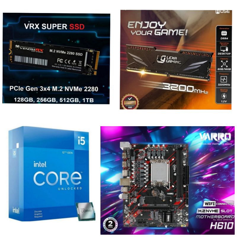 Jual Paket Processor Gaming Intel Core i5 12400 / i5 12400F Box Gen 12 LGA 1700 DDR4 NVME H610 ...
