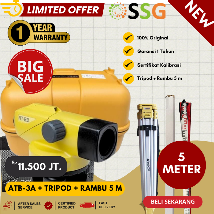 Jual Waterpass / Auto Level TOPCON ATB3A / ATB-3A / AT-B3A + Aluminium ...