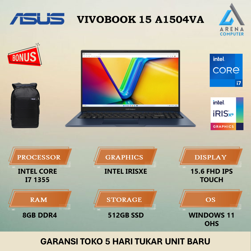 Jual Asus Vivobook 15 A1504VA touch Intel i7 1355 8GB 512GB FHD IPS W11 ...