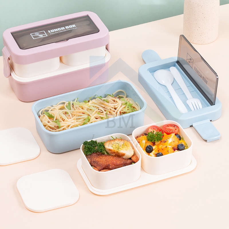 Jual Kotak Makan 2 Tingkat 1000ml / Lunch Box BPA Free / Kotak Bekal | Shopee Indonesia