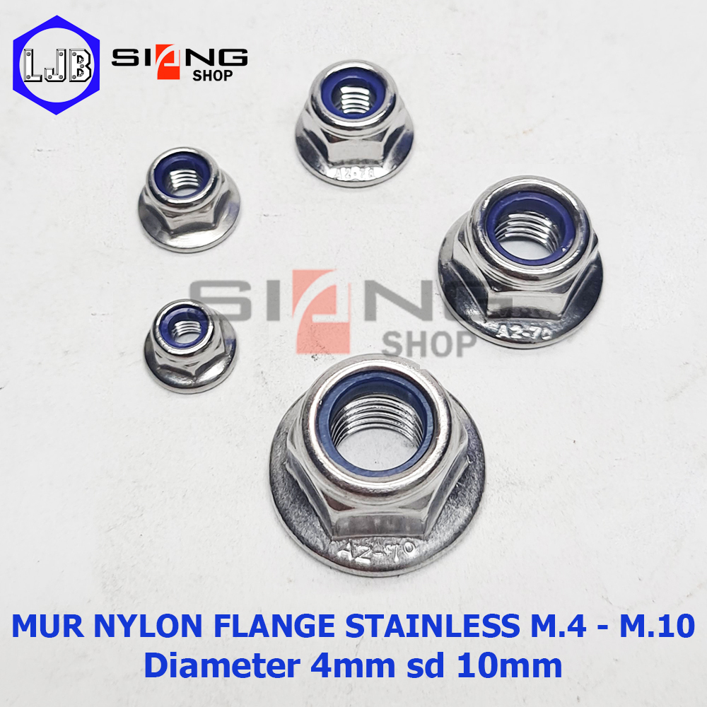 Jual Mur Nylon Flange Stainless 304 A2-70 M4 sd M10 | Shopee Indonesia