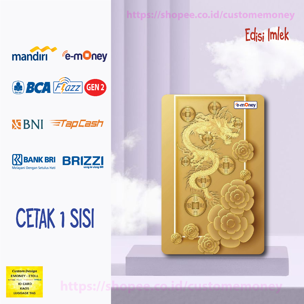 Jual KARTU EMONEY DESIGN EDISI IMLEK 2024 NAGA EMAS ETOLL EMONEY ...