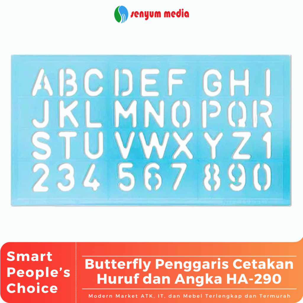 Jual Butterfly Penggaris Cetakan Huruf dan Angka HA-290 (1 Pcs) (S:PCS ...
