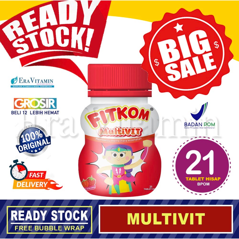 Jual Fitkom Multivitamin Tablet Hisap Anak Rasa Strawberry isi 21 ...