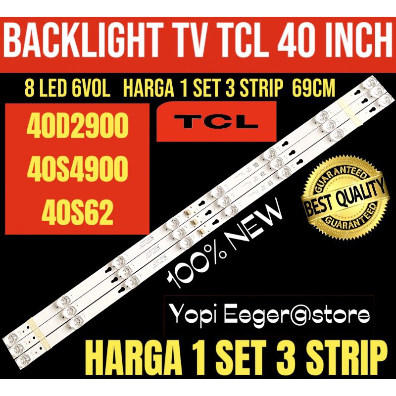 Jual BACKLIGHT TV LCD LED TCL 40 INCH 40D2900- 40S4900- 40S62 BACKLIGHT TV TCL 40 INCH | Shopee ...