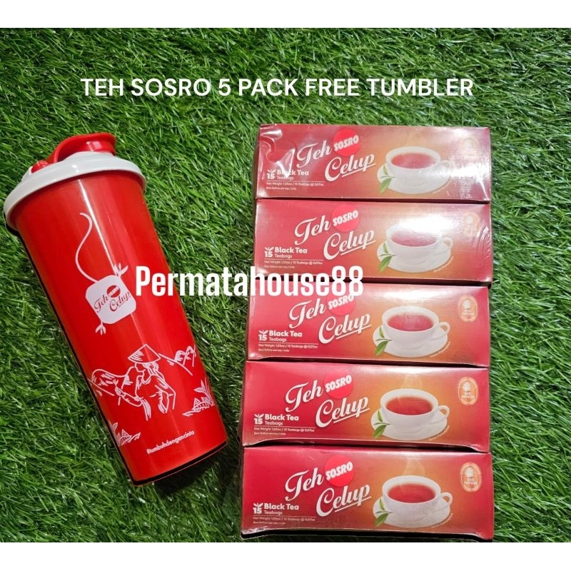 Jual Paket Teh Celup Sosro 5 Box free Gelas Tumbler / Teh Sosro 5 Pack ...