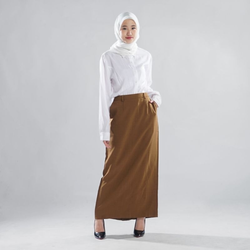 Jual Rok kerja wanita terbaru span panjang resleting polyester premium ...