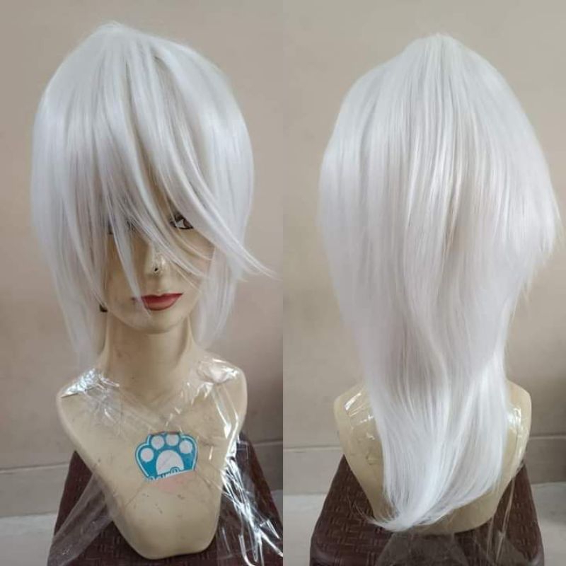 Jual wig Putih poni panjang wig pendek | Shopee Indonesia