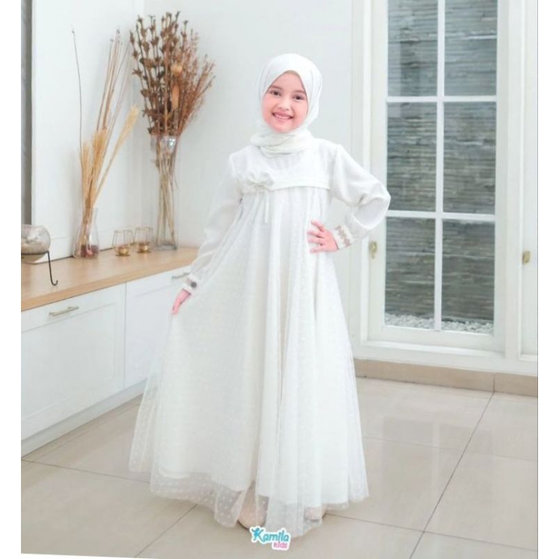 Jual Baju Gamis Anak Perempuan Putih Polos Brukat Kondangan Pesta Anak ...
