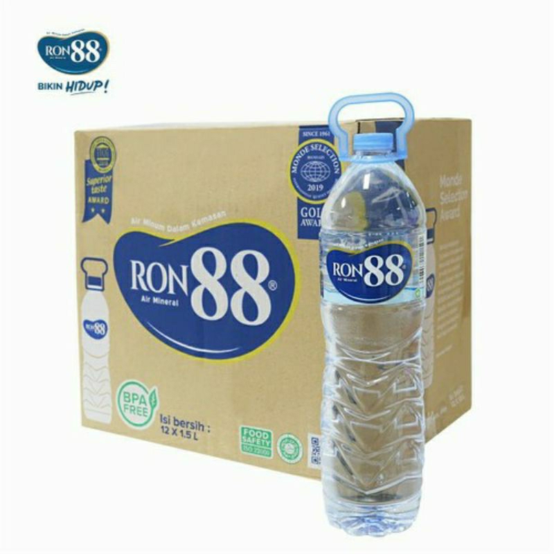 Jual AIR MINERAL BOTOL / AIR MINERAL RON 88 1500ML / RON 88 1 KARTON ...