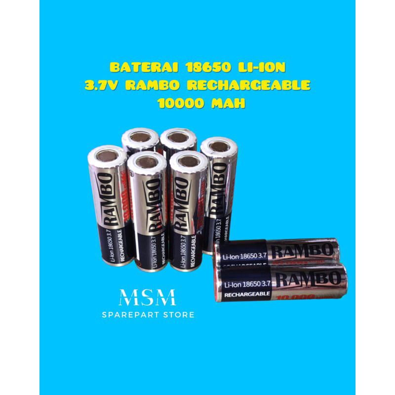 Jual BATERAI 18650 LI-ION 3.7V RAMBO RECHARGEABLE 10000 MAH | Shopee Indonesia