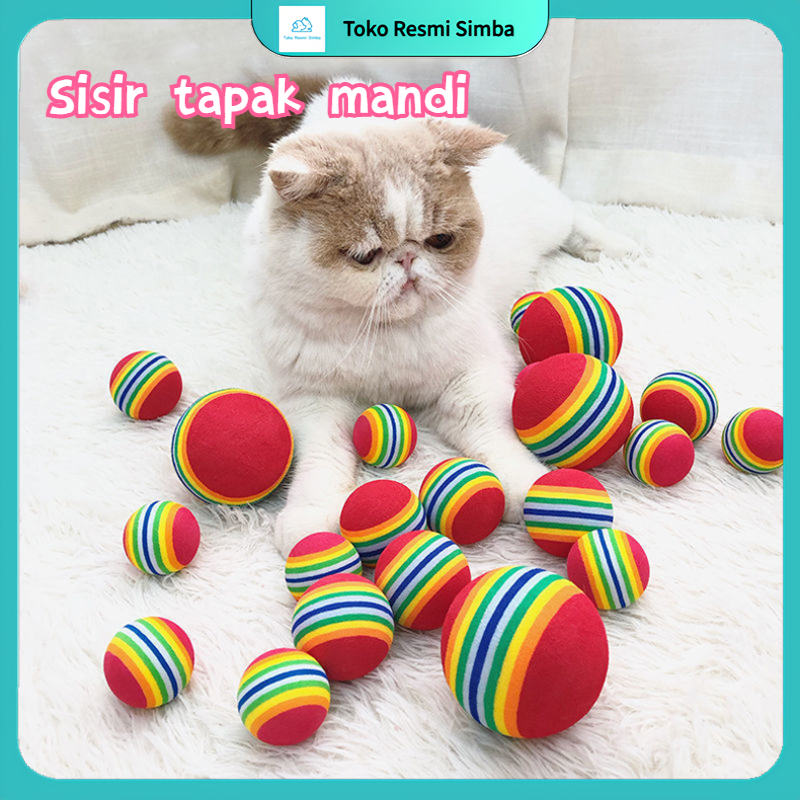 Jual Mainan Kucing bola berwarna pelangi untuk kucing elatis rendah ...
