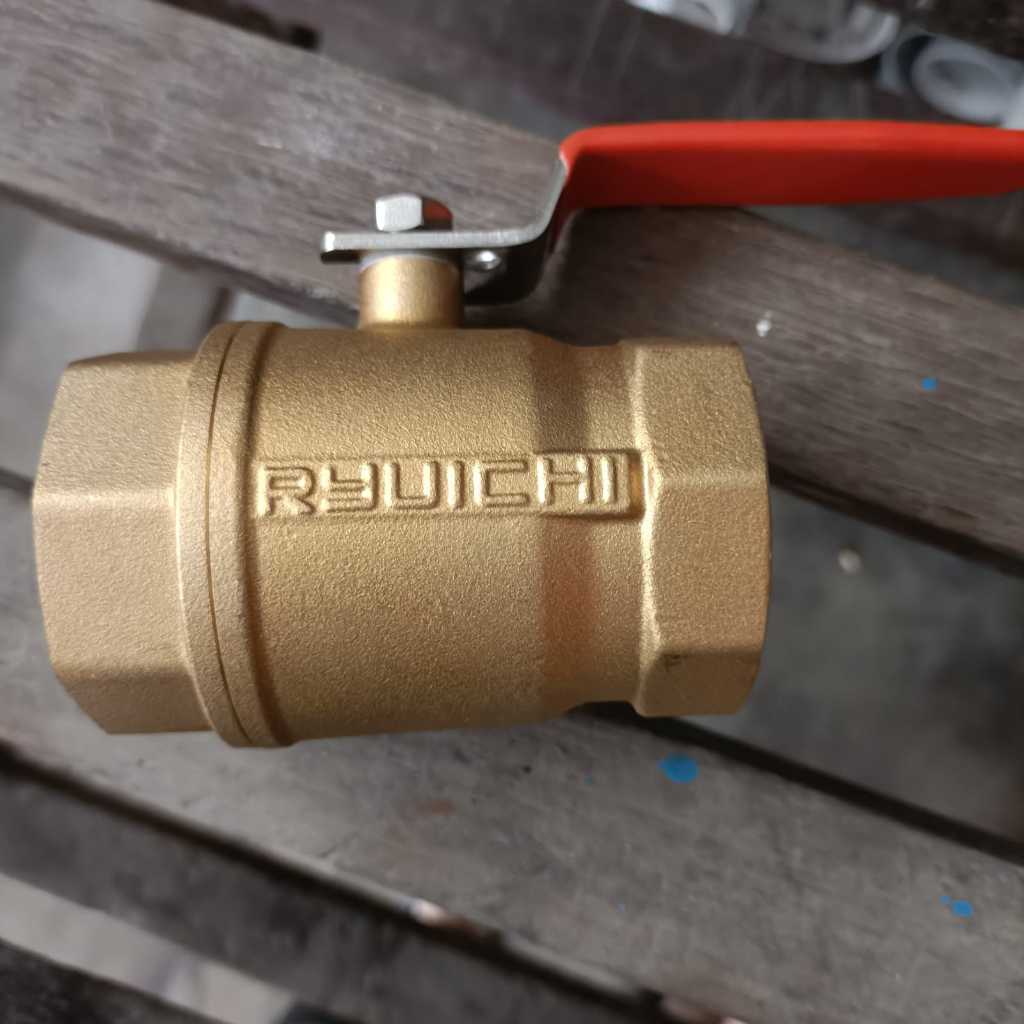 Jual Ball Valve Kuningan 1 1/2" Inch Ryuichi / Stop Kran Keran / Brass Ball Valve | Shopee Indonesia