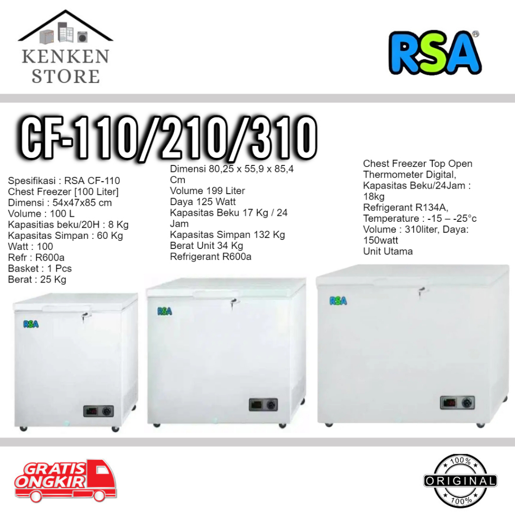 Jual CHEST FREEZER RSA CF-110|CF-210|CF-310 | Shopee Indonesia