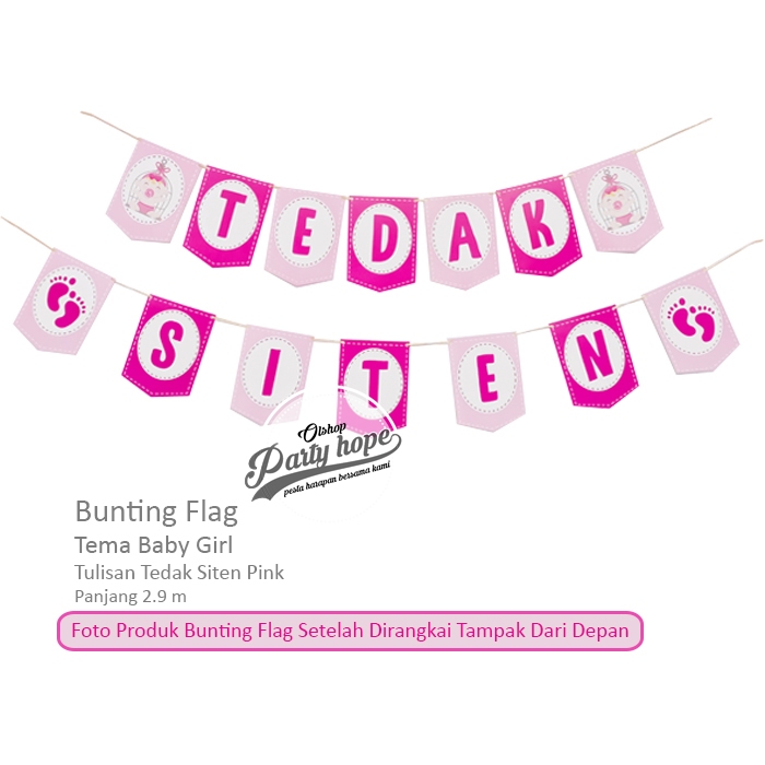 Jual banner tedak siten pink / bunting flag tedak siten / banner ...
