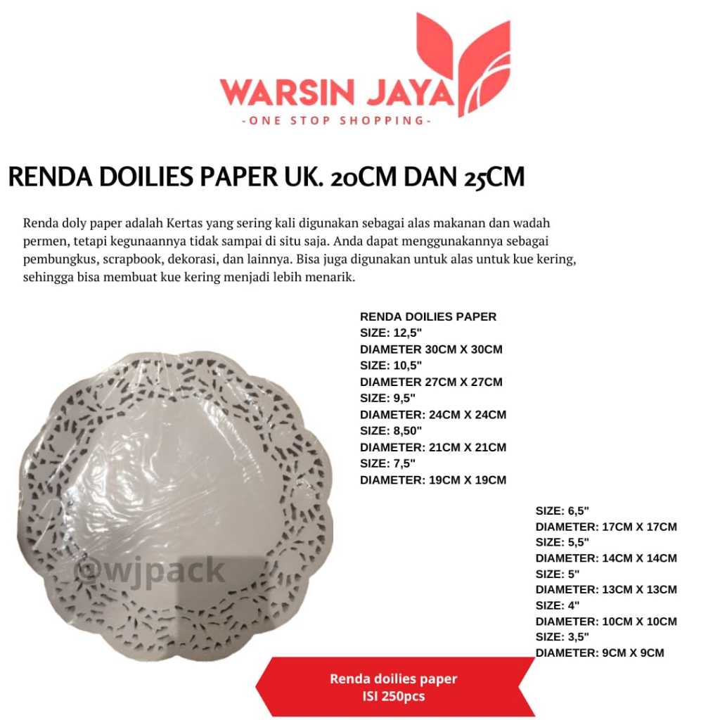 Jual RENDA DOILIES PAPER BULAT PUTIH - ukuran besar - ukuran kecil ...