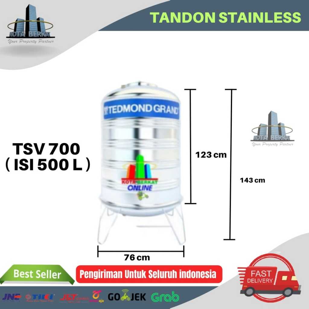 Jual TANDON/ TANGKI AIR STAINLESS TEDMON GRAND TSV 700 Volume 550L ...