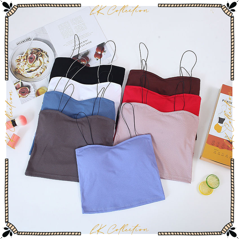 Jual Tanktop Wanita Tali Spaghetti Tank Top Crop Atasan Basic Spandex ...