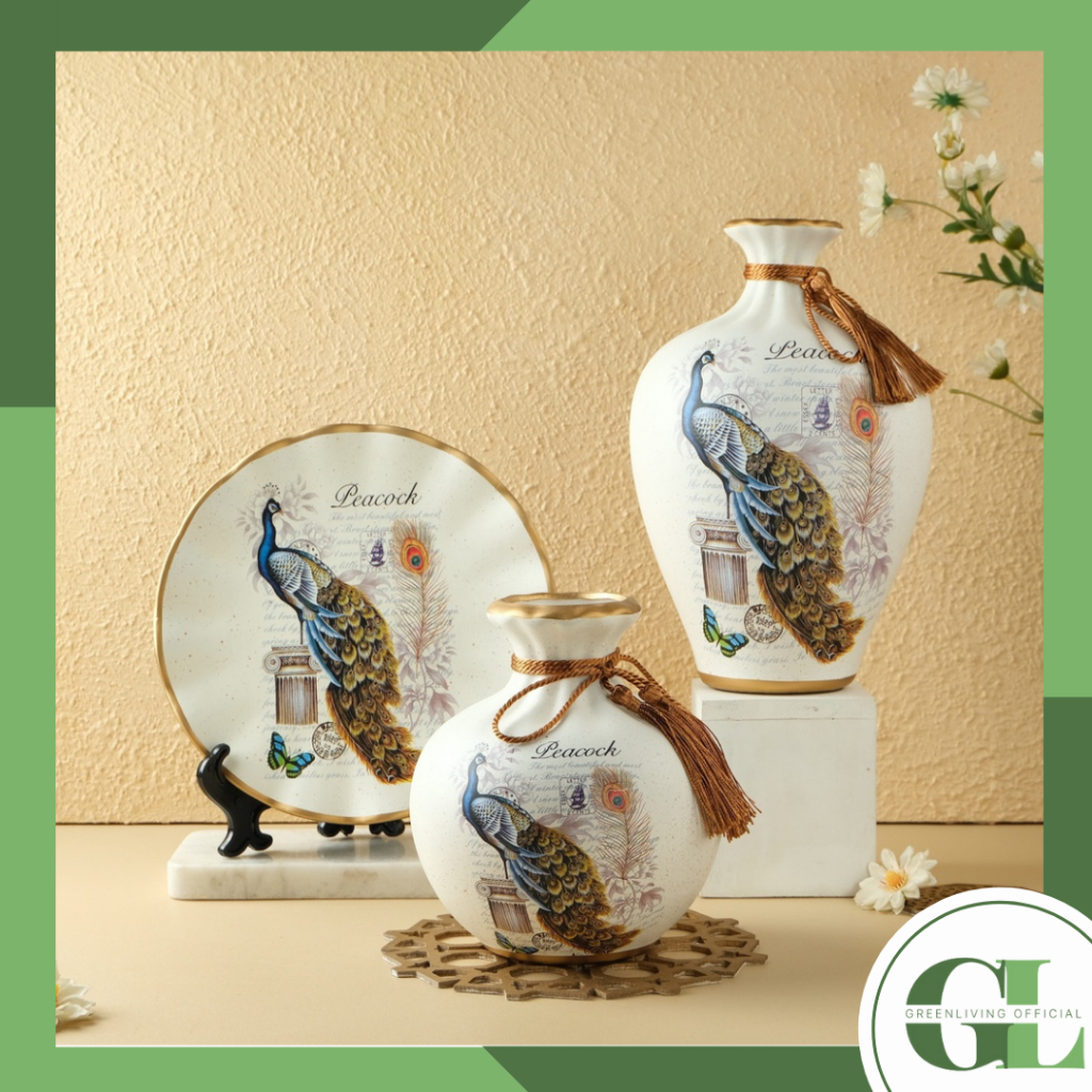 Jual GREENLIVING Dekorasi Vas Bunga Blossom Putih Eropa Retro Set 3 PCS ...